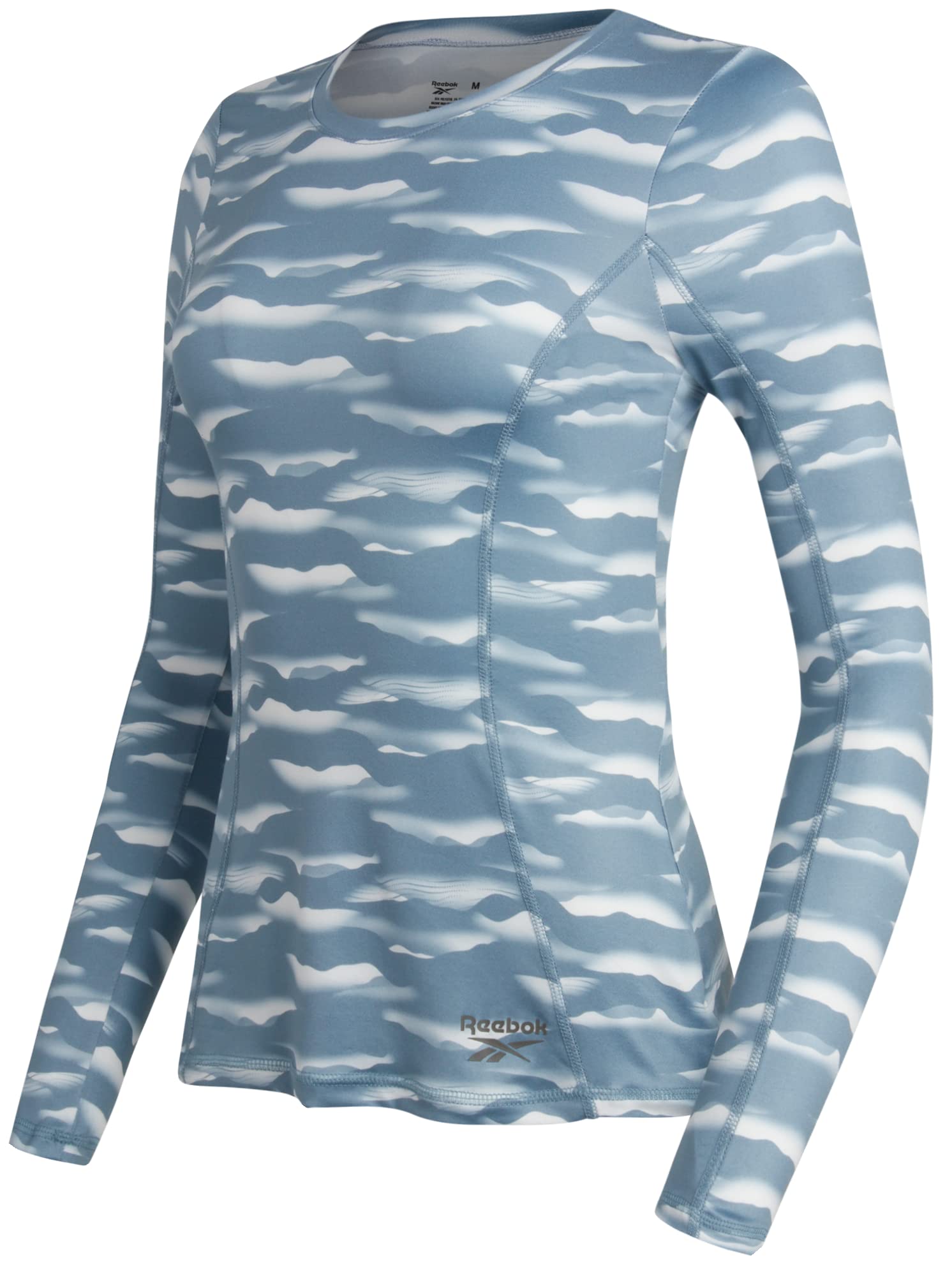 Reebok Women's Performance Thermal Shirt - Athletic Base Layer Long Sleeve Shirt (S-XL), Size X-Large, Ashley Blue Print