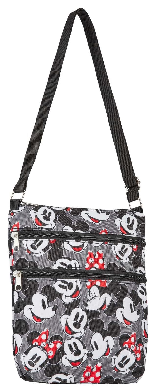 Disney Crossbody Bag Mickey & Minnie Mouse Travel Passport (Mickey Minnie Grey)