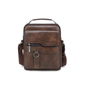 hangmai leather crossbody bag for men small messenger bag side shoulder purse man travel handbag for office business dark brown