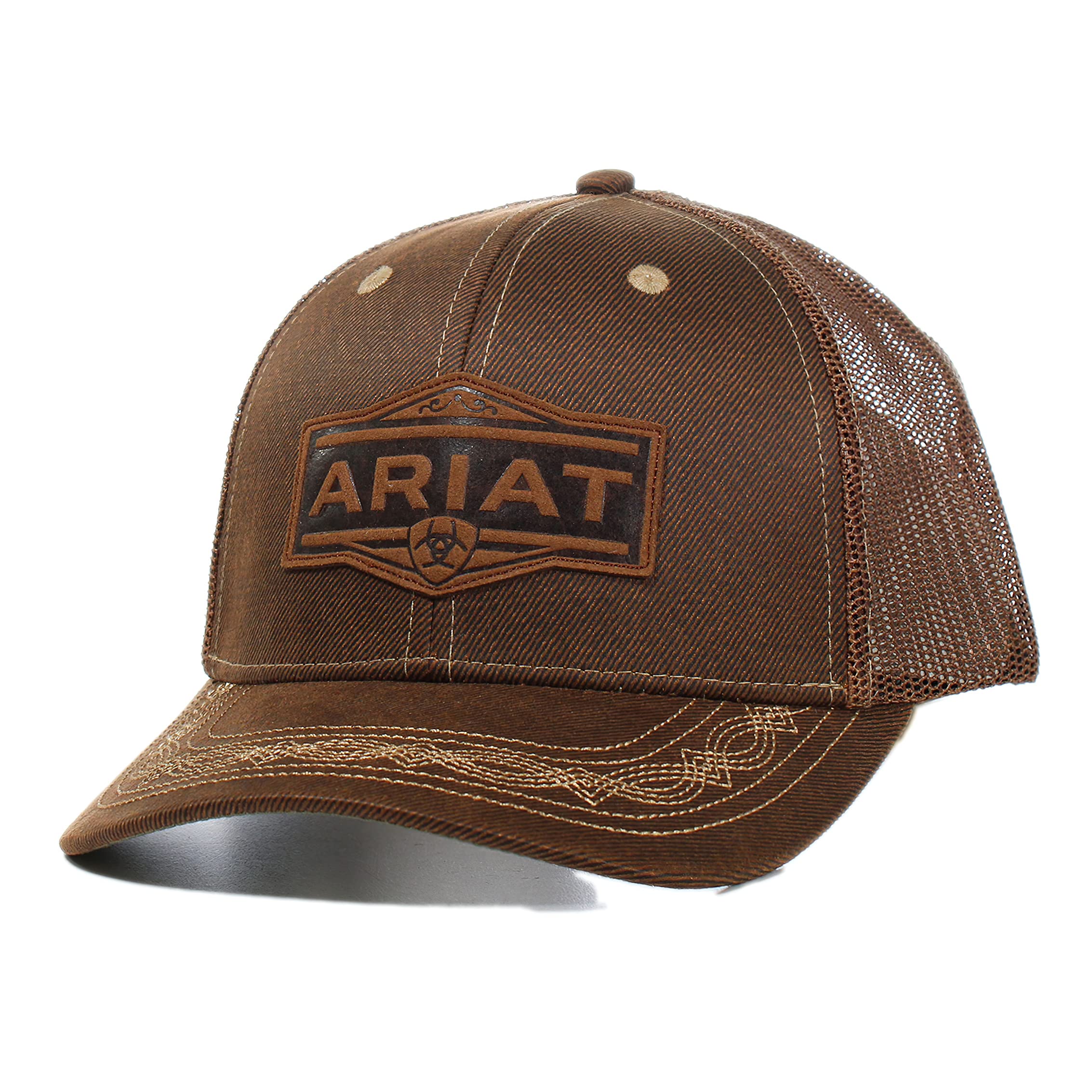 ARIAT Men's Structured Vintage Shield Logo Cap with Mesh Back and Snap Back Closure