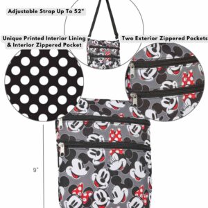 Disney Crossbody Bag Mickey & Minnie Mouse Travel Passport (Mickey Minnie Grey)