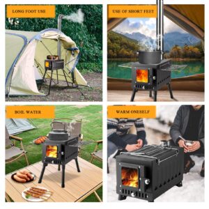 Aomxay Camping Wood Stove, Portable Hot Tent Stove,wood burning stove Double inner wall secondary combustion design with extension feet.For outdoor cooking and heating