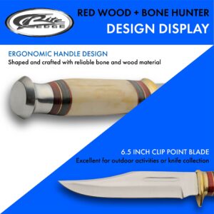 SZCO 11.5” Bone Handle Red Outdoor Hunting Knife With Sheath (203450-RD)