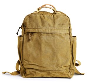 gootium canvas backpack for women vintage style zipper bag men's casual daypack cloth outdoor travel rucksack, khaki