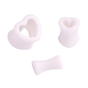 2Pairs Heart Shape Acrylic Ear Tunnel Plugs Ear Gauges Expanders Black White Double Flared Tunnels Stretcher Earrings Cute Love Lobe Piercing Body Jewelry Set Gifts Girlfriend Bff Birthday, 6g(4mm),