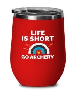 archery red wine tumbler 12oz - is short go archery - archery trainer bowfishing deer shooting target shot