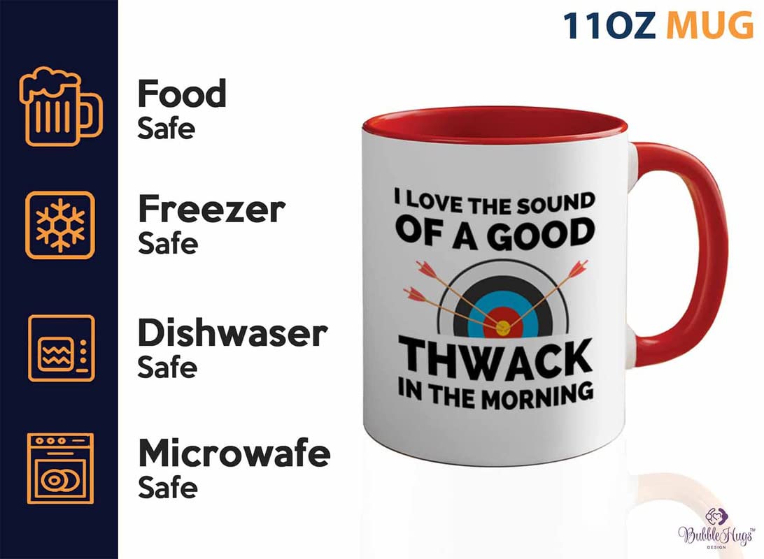 Archery 2Tone Red Mug 11oz - Thwack in the morning - Archery Shot Trainer Crossbow Compound Bow Hunting Arrow