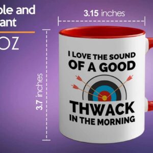 Archery 2Tone Red Mug 11oz - Thwack in the morning - Archery Shot Trainer Crossbow Compound Bow Hunting Arrow