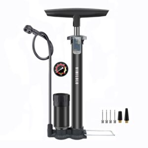 vimilolo bike pump, air bicycle pump inflator with pressure gauge for presta and schrader valve tire ball bike portable pumps 160psi & 11bar