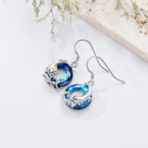 YAFEINI Axolotl Dangling Earrings 925 Sterling Silver Axolotl Blue Crystal Earrings Axolotl Jewelry Gifts for Women