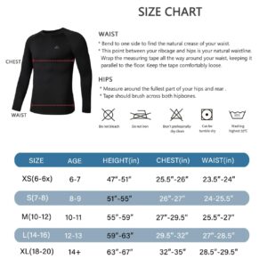 Willit Youth Boys' Compression Thermal Shirts Fleece Baselayer Long Sleeve Girls' Kids Football Soccer Undershirts Gray M