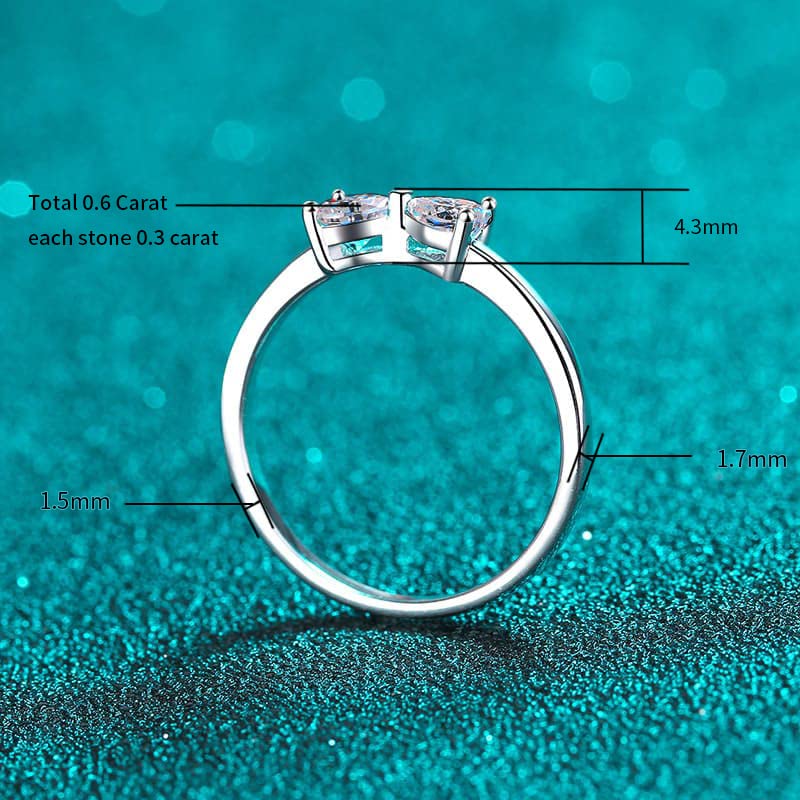 yoalincy 0.6 Carat Moissanite Wedding Ring for Women Fashion 925 Silver Bow Tie Ring Heart Moissanite Bowknot Anniversary Wedding Engagement Ring White Gold Plated Eternity Rings for Women Girl