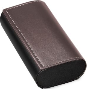 メイガン(meigan) double glasses case aluminum hard shell faux leather for men, women | for reading glasses and sunglasses etc.