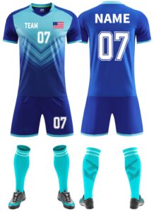 vipoko custom soccer jerseys any name number team logo - personalized soccer jerseys for men boys kids aldult uniform set navyblue