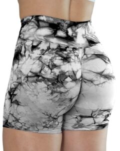 cfr tie dye workout yoga shorts womens seamless scrunch shorts high waist gym smile contour sport active fitness cycling shorts white l