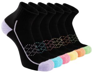 hepsibah womens ankle athletic socks cotton thick cushioned low cut running socks 6 pack color black 6pack size us shoe size 6-11