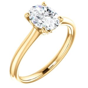 Moissanite Handmade Engagement Ring 3 CT Oval Cut Moissanite Solitaire Wedding Ring for Women VVS Colorless Promise Gifts (925 Silver (Yellow Gold Plated))