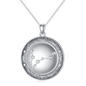 diamond zodiac necklace sterling silver natural round diamond pendant necklace constellation jewelry for women