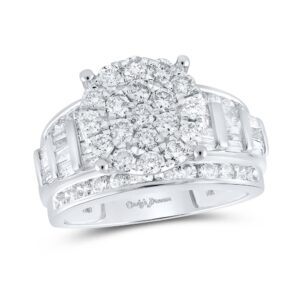 10kt white gold round diamond cluster bridal wedding engagement ring 2 cttw