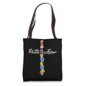 religious jesus christian faith over fear church lord tote bag