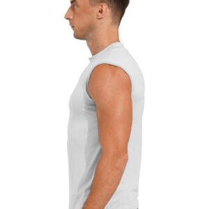 Hedmy Men's Sleeveless T-Shirt Basic Mock Turtleneck Slim Fit Undershirt Pullover Thermal Tank Tops White X-Large