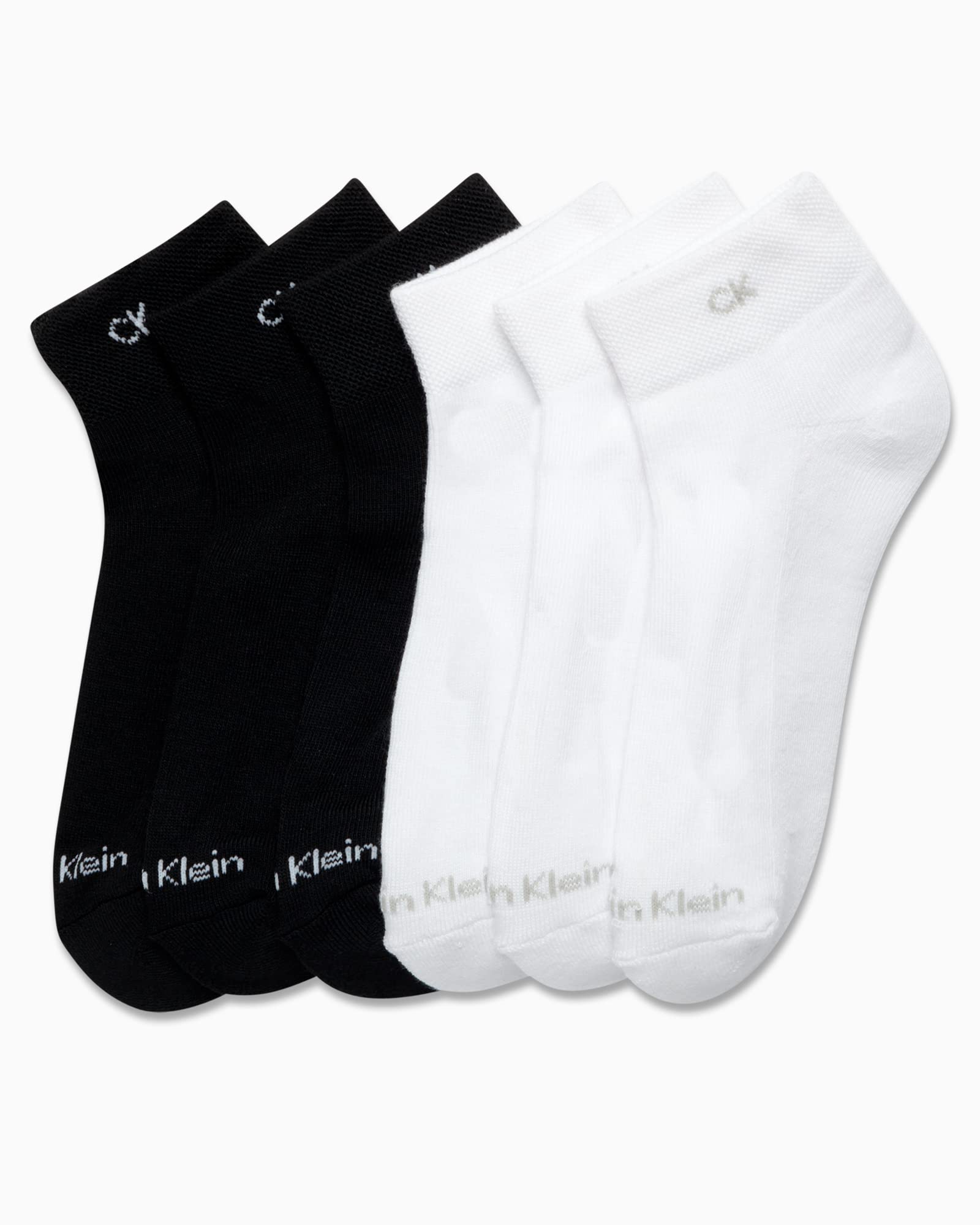 Calvin Klein Women's Quarter Socks - 6 Pack Cushioned Athletic Ankle Socks for Women - Women's Sports Socks (Size: 4-10), Size 4-10, Black/White