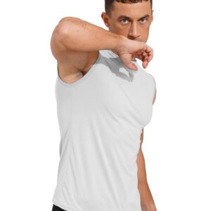 Hedmy Men's Sleeveless T-Shirt Basic Mock Turtleneck Slim Fit Undershirt Pullover Thermal Tank Tops White X-Large