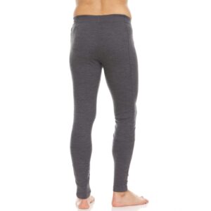 Men's Midweight Flyless Running Tights - 85% Merino Wool - Base Layer Bottoms - Charcoal Gray - Large