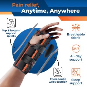 DR. BRACE Adjustable Wrist Brace Night Support for Carpal Tunnel, FSA & HSA Eligible, Doctor Developed, Upgraded with Double Splint & Therapeutic Cushion, Hand Brace For Pain Relief, Injuries, Sprains