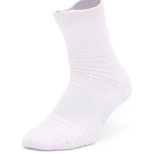 DILIBA Elite Basketball Socks Cushion ​Athletic Crew Socks for Men's Women's Youth Boy White