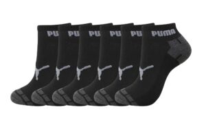 puma men's 6-pack quarter crew socks, charcoal, 10-13 us (p116381-010)