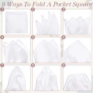 10 Pcs Pocket Squares for Men Silk Pocket Squares Suit Handkerchief for Groomsmen Wedding Party (White)