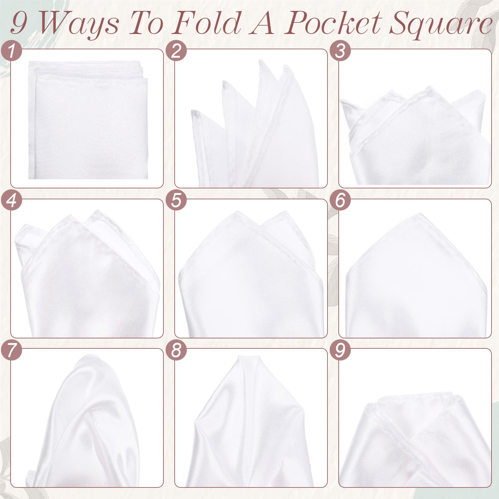 10 Pcs Pocket Squares for Men Silk Pocket Squares Suit Handkerchief for Groomsmen Wedding Party (White)