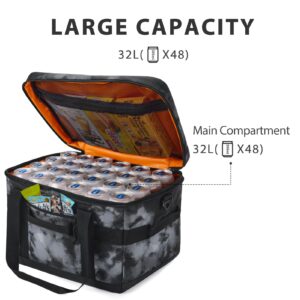 TOURIT Cooler Bag 48-Can Insulated Soft Cooler Large Collapsible Cooler Bag 32L Lunch Coolers for Picnic, Beach, Work, Trip, Tie-Dyed Black