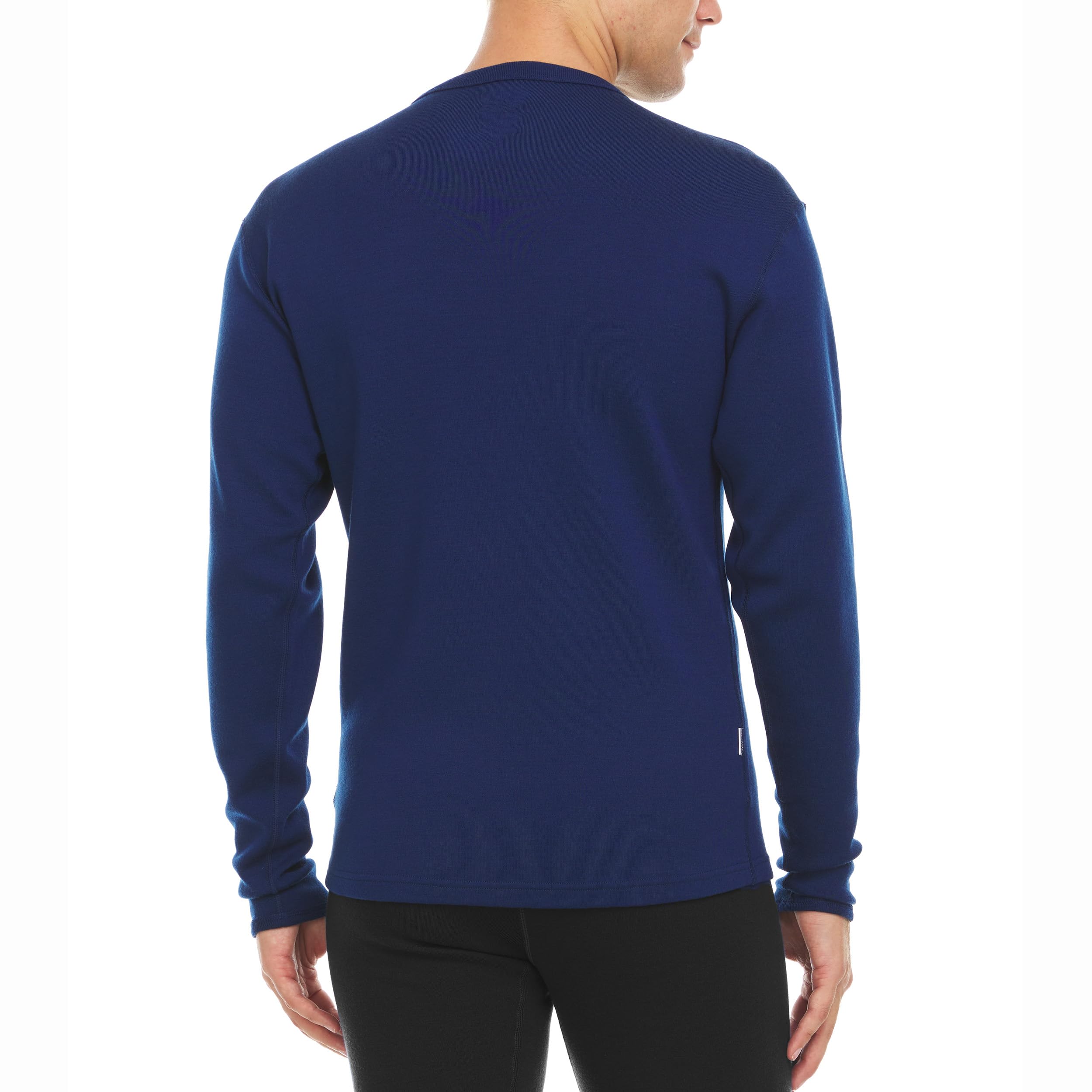 100% Merino Wool Expedition Weight Mens Crew Shirt - Heavy Weight Base Layer Top - Extreme Cold Weather Gear - Navy Blue - XX-Large