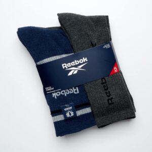 Reebok Men's Crew Socks - 5 Pack Comfort Cushion Performance Crew Socks for Men - Classic Men's Sports Socks (Size: 6-12.5), Size 6-12.5, Navy/Grey