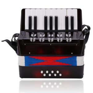 accordion,17 keys 8 bass accordion instrument for music lover accordian mini accordion with adjustable straps and softer sound portable musical instrument for music beginner,black