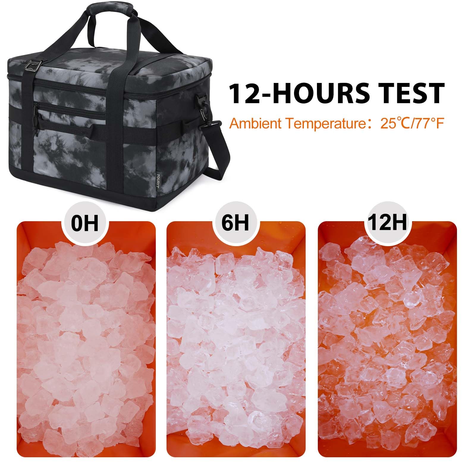 TOURIT Cooler Bag 48-Can Insulated Soft Cooler Large Collapsible Cooler Bag 32L Lunch Coolers for Picnic, Beach, Work, Trip, Tie-Dyed Black