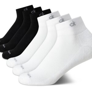 Calvin Klein Women's Quarter Socks - 6 Pack Cushioned Athletic Ankle Socks for Women - Women's Sports Socks (Size: 4-10), Size 4-10, Black/White