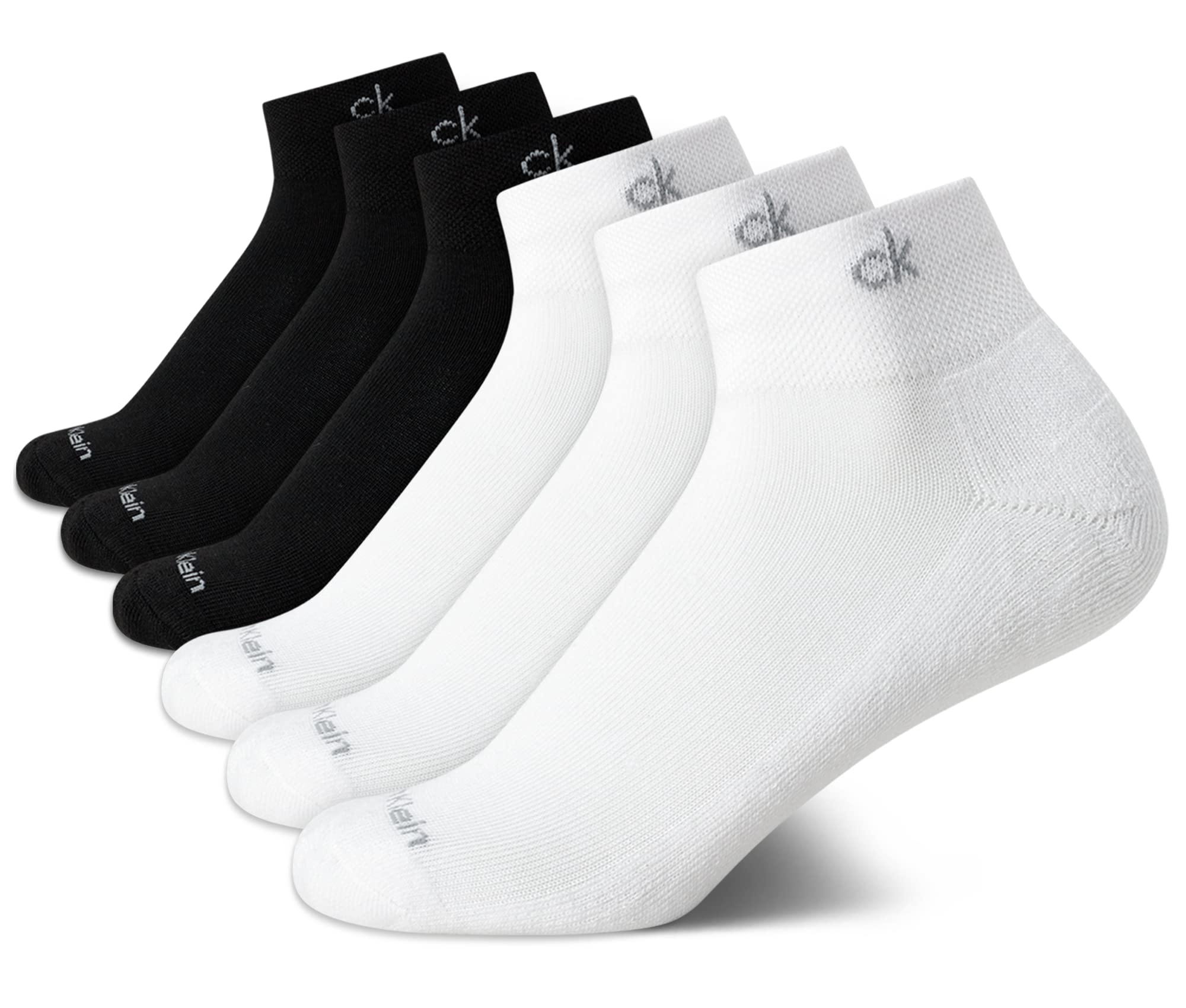 Calvin Klein Women's Quarter Socks - 6 Pack Cushioned Athletic Ankle Socks for Women - Women's Sports Socks (Size: 4-10), Size 4-10, Black/White