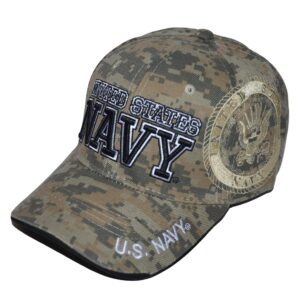 Icon Sports Group US Navy Hat Official Licensed Military Cap, Unisex Embroidered Camo Armed Forces Baseball Cap, One Size