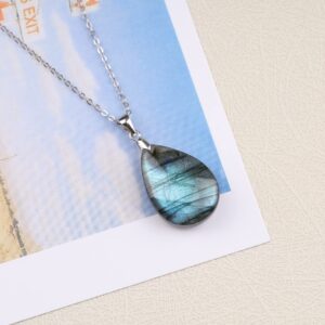 GAVU Teardrop Labradorite Semi Precious Gemstone Necklace for Women