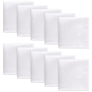 10 pcs pocket squares for men silk pocket squares suit handkerchief for groomsmen wedding party (white)