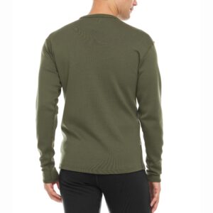 100% Merino Wool Expedition Weight Mens Crew Shirt - Heavy Weight Base Layer Top - Extreme Cold Weather Gear - Olive Drab - Large