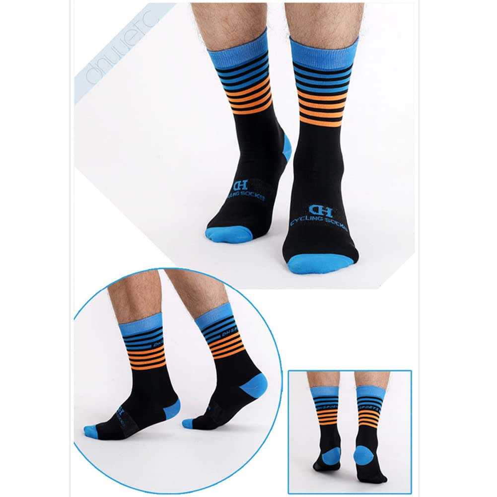 Cycling Socks Pro Mens Womens Riding Bicycle Bike Sport Ankle Athletic XC MTB BMX Orange Pink Blue Green Grey (Grey & Orange), 8-10 (DH07)