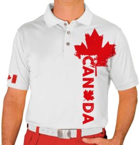 dry fit short sleeve graphic golf polo shirt for men, great for sports and all outdoor activities - canada patriot heroes - canada letters