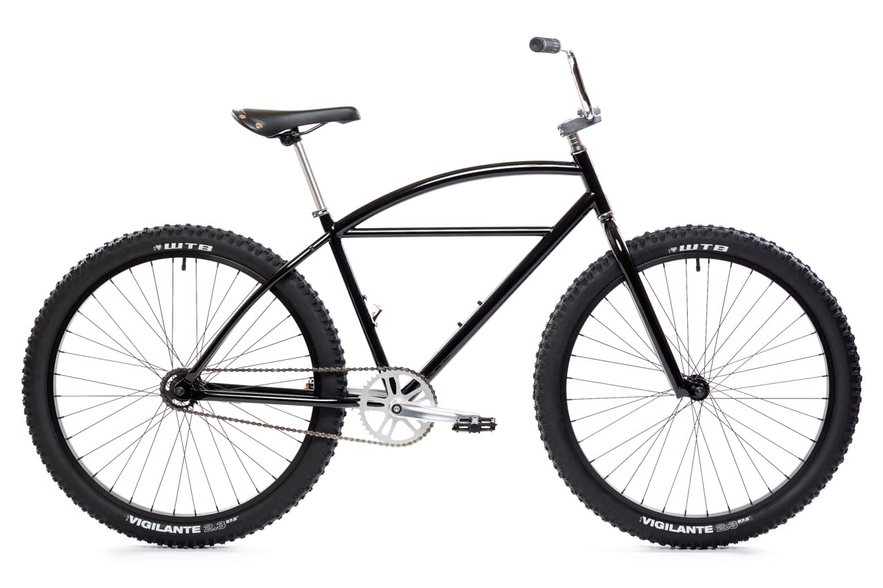 State Bicycle Co. Black Cruiser Bike. Mens Womens Cruiser Bike 27.5-Inch Wheels, Single-Speed Bicycle, Klunker Bike. Rider 5'5" to 6'3" Tall, Black-Metallic