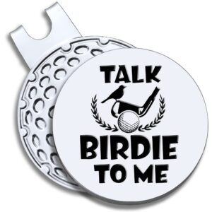 geygie talk birdie to me golf ball marker with magnetic hat clip, funny golf accessories gifts for men women, golf gifts for men woman, gift for golf fan, golf novelty gift