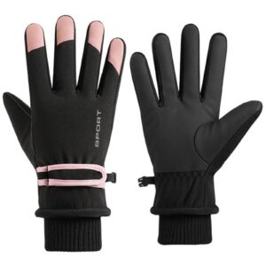 hokmah winter ski gloves waterproof for women warm touchscreen, warm gloves for cold weather winter typing gloves for women (black)