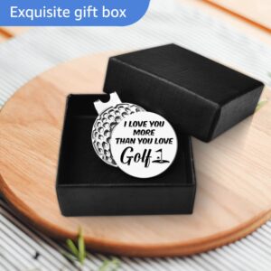 GEYGIE I Love You More Than You Love Golf Golf Ball Marker with Magnetic Hat Clip, Funny Golf Accessories Gifts for Men Women, Golf Gifts for Men Woman, Birthday Gifts for Lovers, Golf Novelty Gift